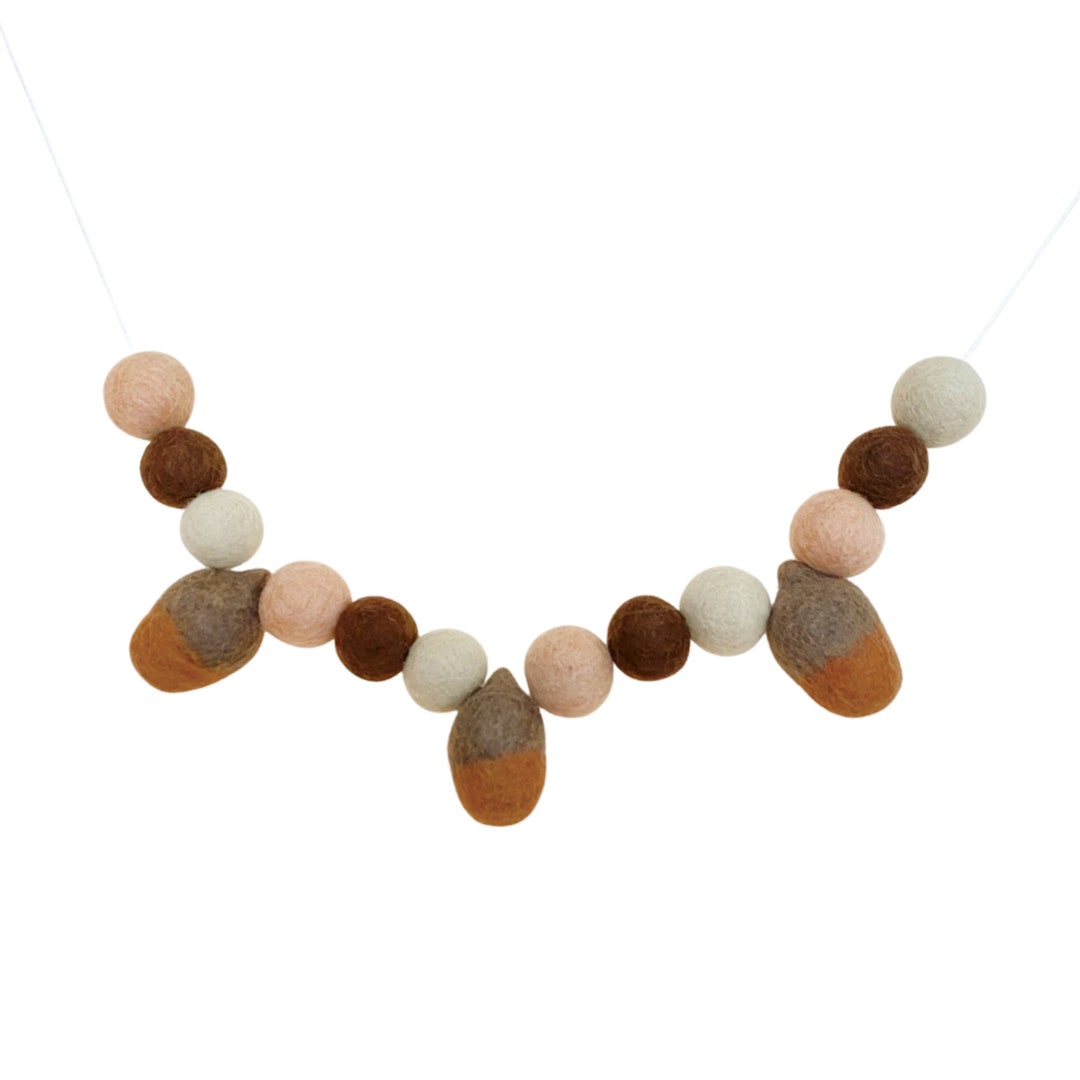 Autumn Nutmeg | Felt Ball and Acorn Garland- Peach Brown Cream - Etsy