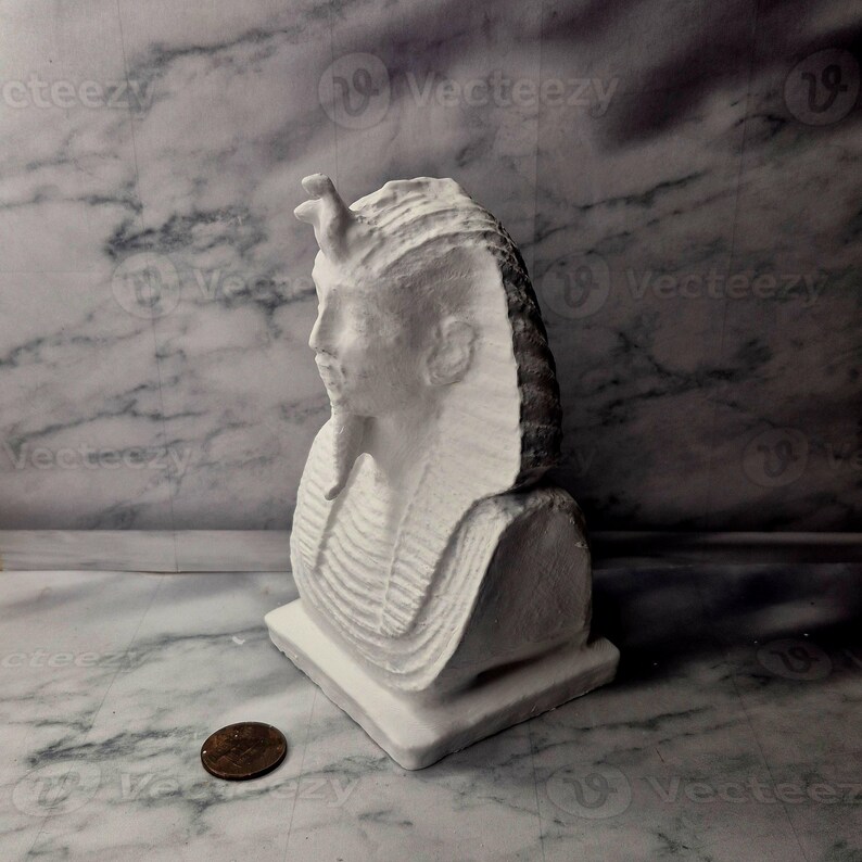 Egyptian Pharaoh Bust Statue History Sculpture Dark Academia Matte ...
