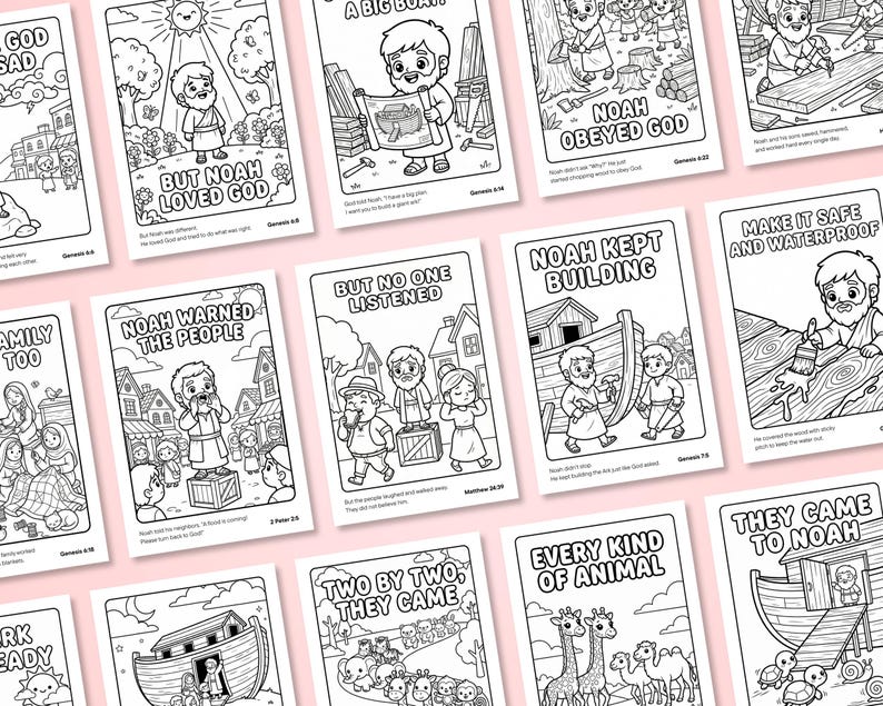 The Story of Noah's Ark Coloring Pages, Bible Story Activity, Bible ...