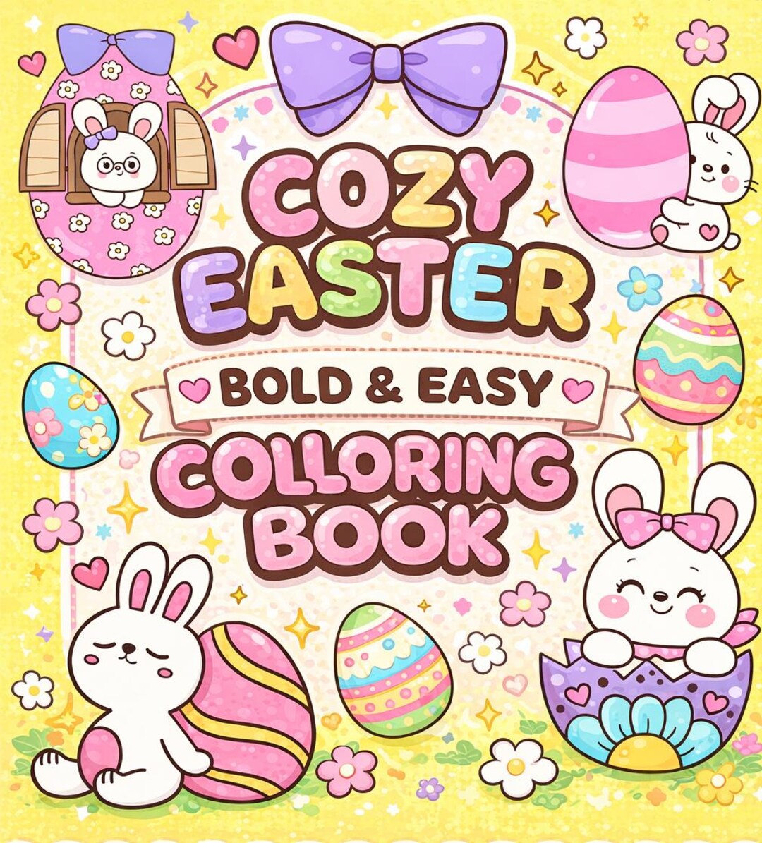 Kawaii Easter Coloring Book, 40 Adult Coloring Pages PDF, Digital ...
