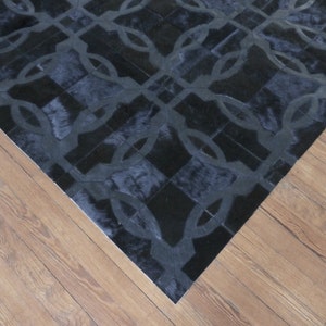 Handmade Black Cowhide Patchwork Rug: Tablada Leather Carpet - Etsy
