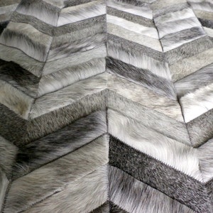 Handmade Cowhide Patchwork Rug - Gray Rug, Grey Rug, Chevron Rug ...