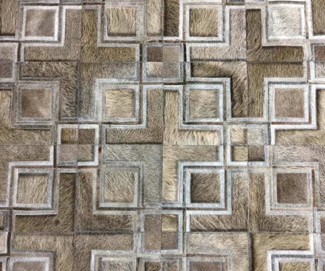 Handmade Cowhide Patchwork Rug - Gray Rug, Grey Rug, Brown Rug ...