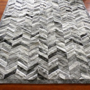 Handmade Cowhide Patchwork Rug - Gray Rug, Grey Rug, Chevron Rug ...