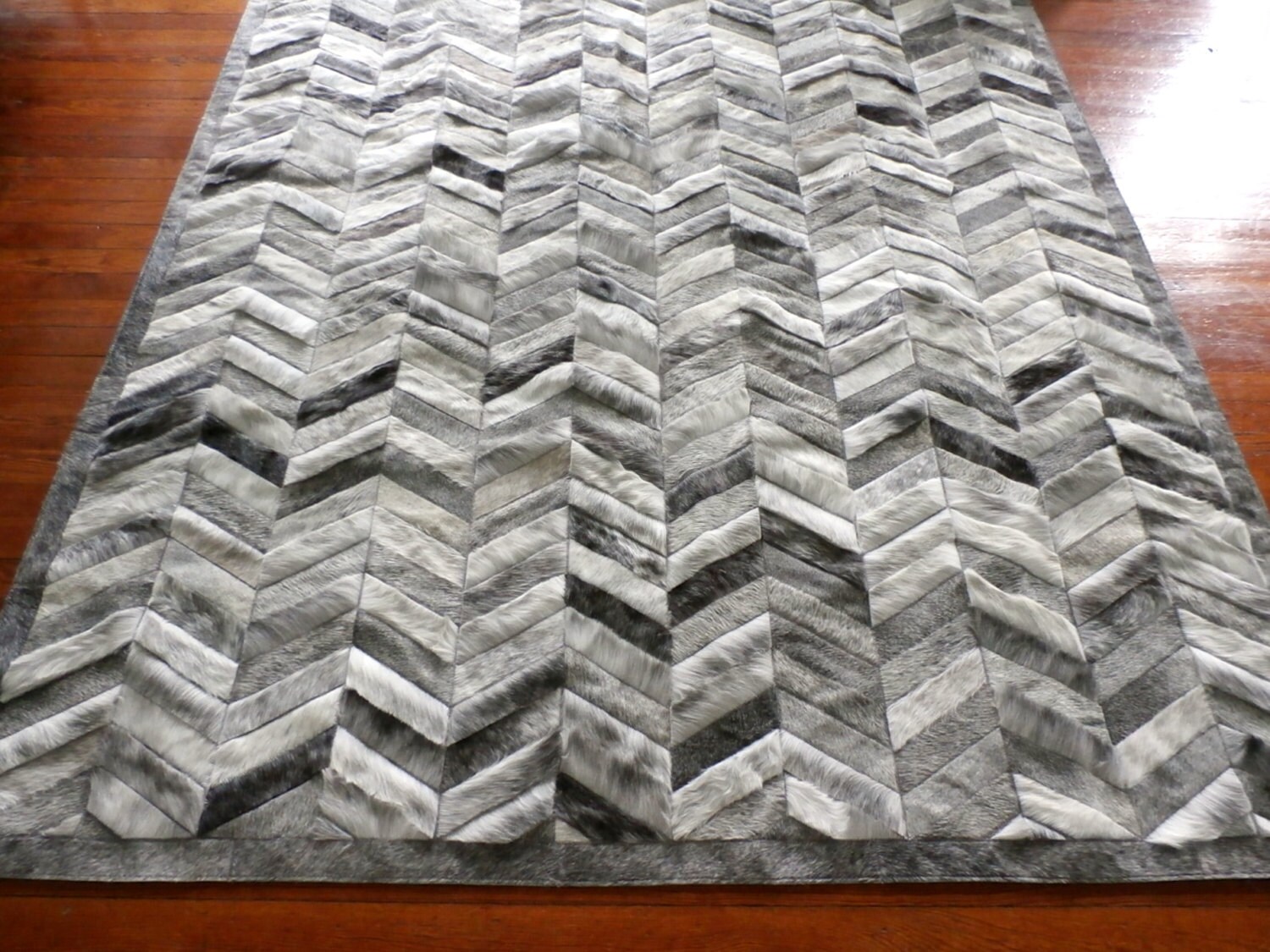 Handmade Cowhide Patchwork Rug Gray Rug Grey Rug Chevron | Etsy