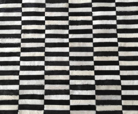 Handmade Cowhide Patchwork Rug Black White Rug Cream Rug | Etsy
