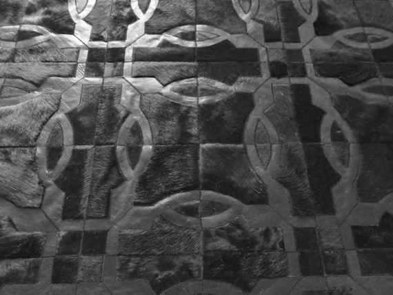 Handmade Black Cowhide Patchwork Rug Black Leather Rug - Etsy