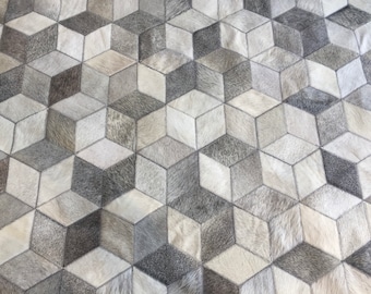 Handmade Gray White Cowhide Patchwork Rug Casanova Grey - Etsy