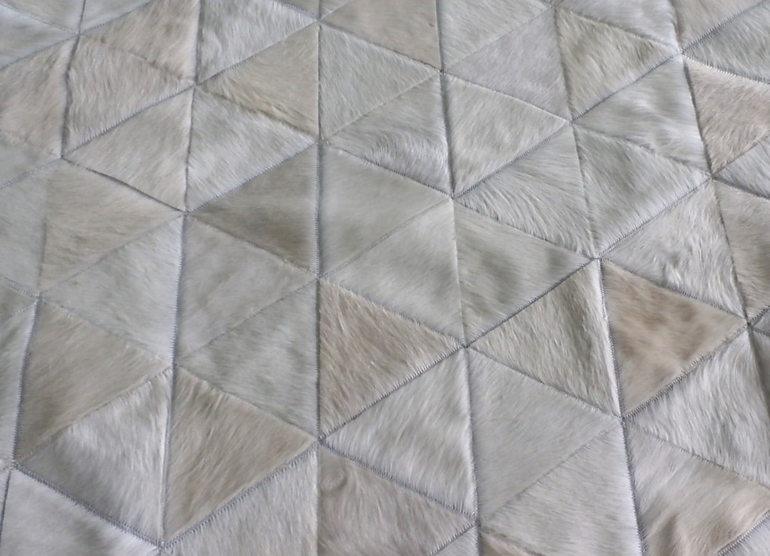 Handmade Cowhide Patchwork Rug - White Rug, Cream Rug, Ivory Rug ...
