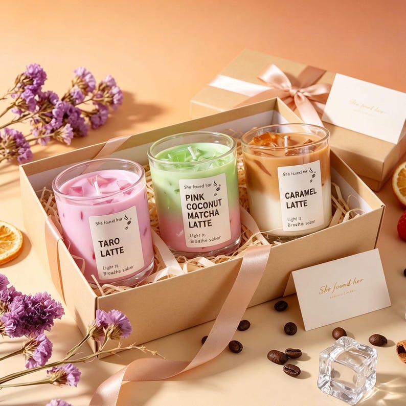 Iced Latte Scented Candle, Matcha & Coffee Inspired Soy Candle ...