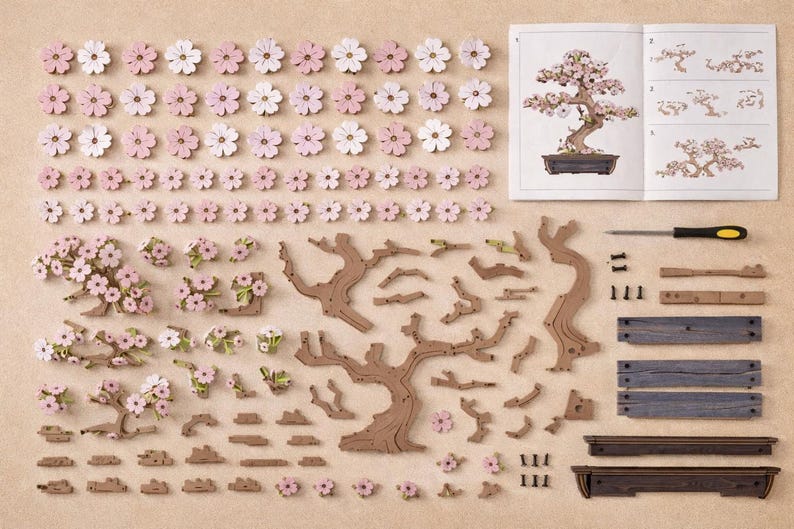 Wooden DIY Kit Cherry Blossom Bonsai Tree - Etsy