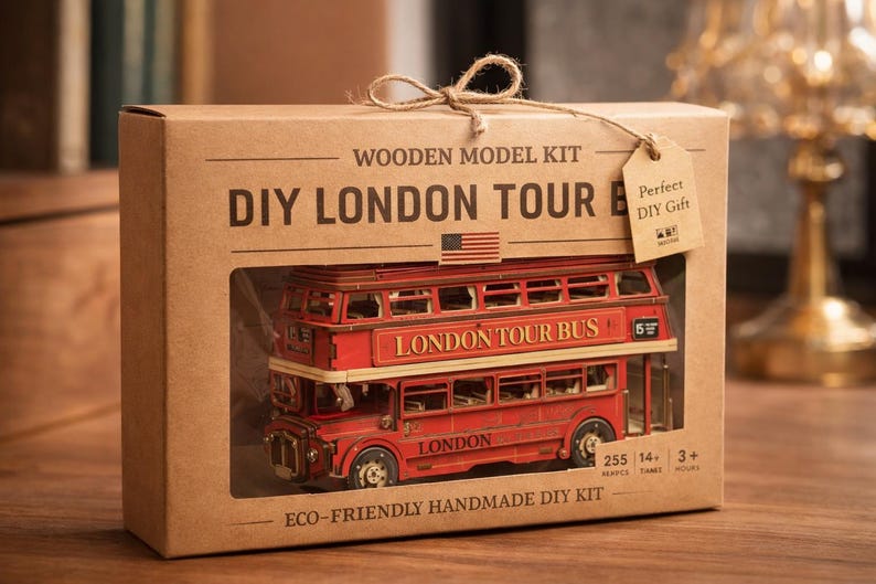 Wooden DIY Kit London Tour Bus Model - Etsy