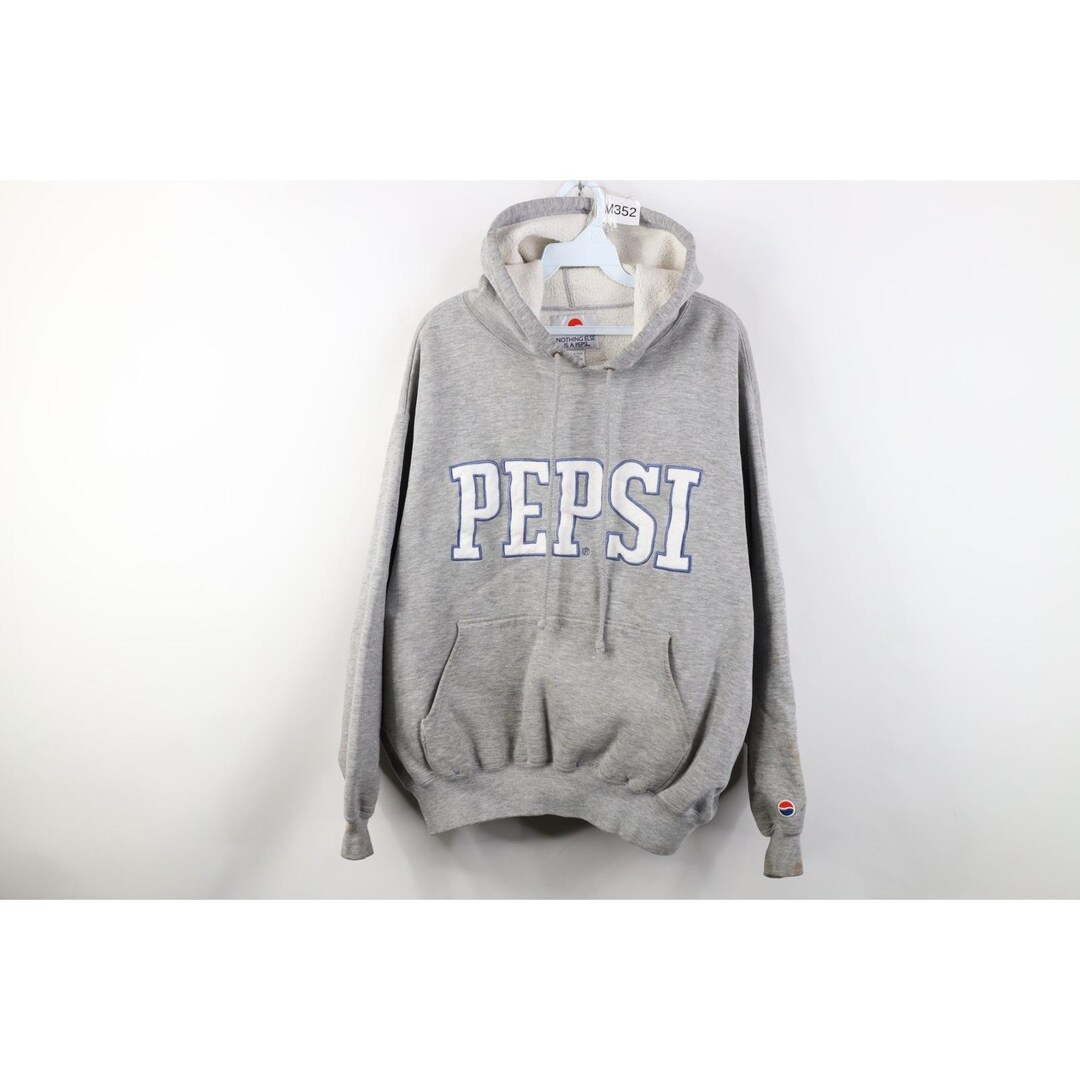 90s Pepsi Co Womens XL Distressed Spell Out Cropped Boxy Fit Hoodie ...