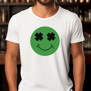 Irish Smiley Face Clover T-shirt, St. Patrick's Day Lucky Shirt, Happy ...