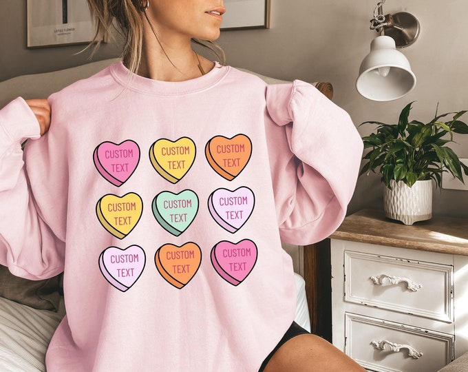 Conversation Hearts Sweatshirt, Valentine's Day Sweatshirt, Valentine's Day Gift, Hearts ...