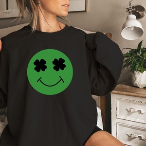 Irish Smiley Face Clover T-shirt, St. Patrick's Day Lucky Shirt, Happy ...