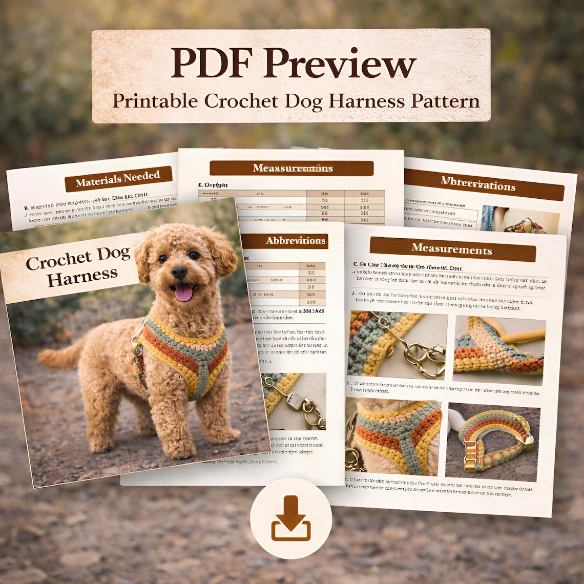 Crochet Dog Harness Pattern, No Pull Vest Tutorial, Small Dog (PDF ...