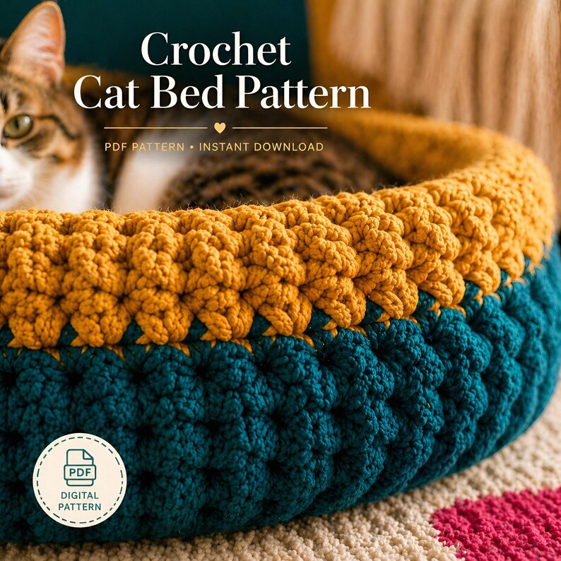 Crochet Cat Bed Pattern | Chunky Yarn Basket, Beginner Friendly (PDF ...