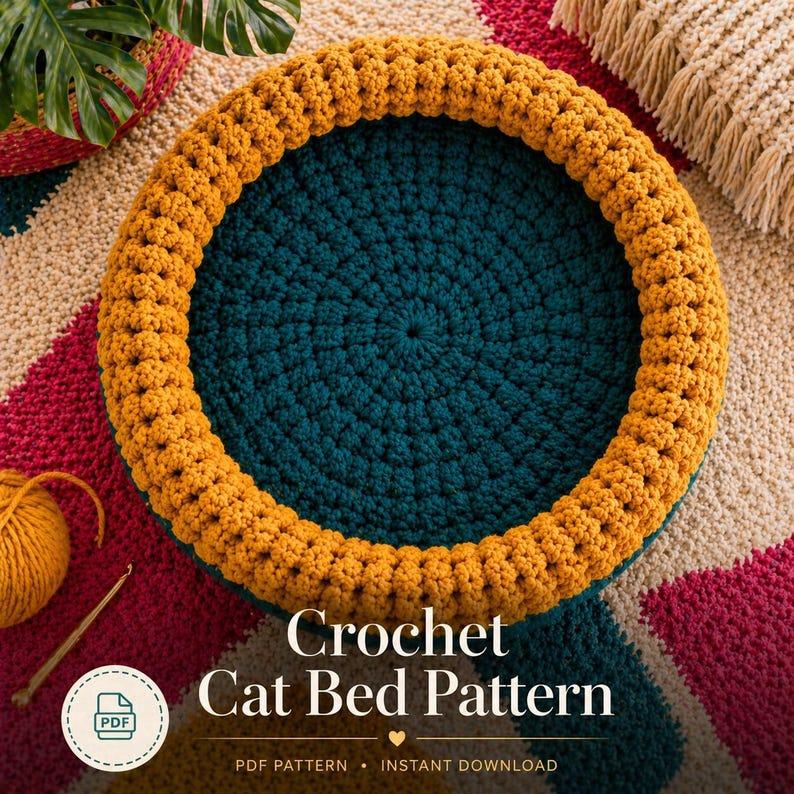 Crochet Cat Bed Pattern | Chunky Yarn Basket, Beginner Friendly (PDF ...