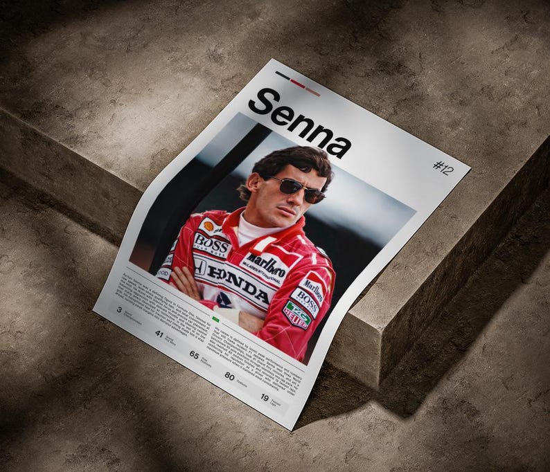 Ayrton Senna Poster, Formula 1 Art Print, Sports Wall Decor, F1 Legend ...