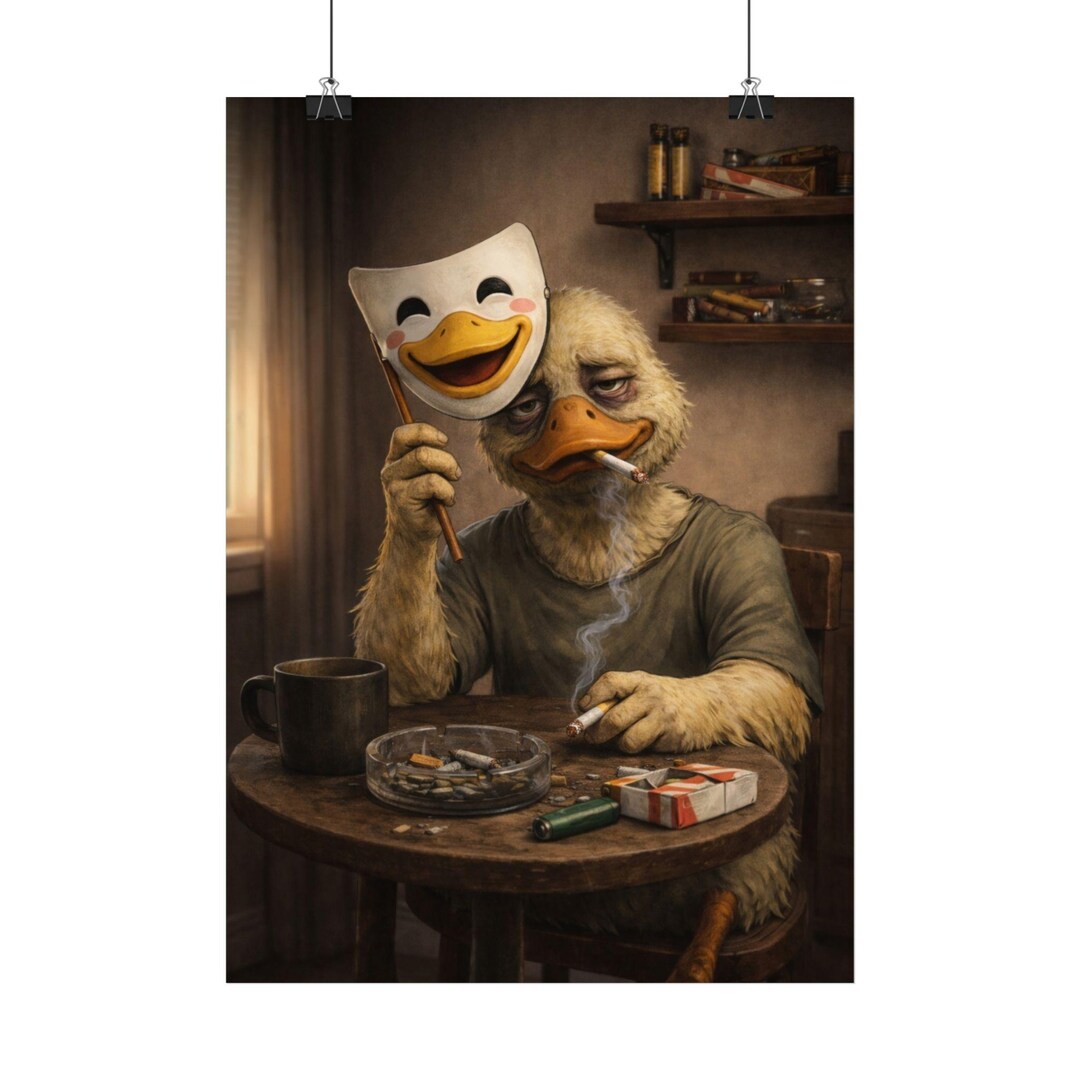 Traurige Ente mit lächelnder Maske Poster / Surreale Art Print - Etsy.de