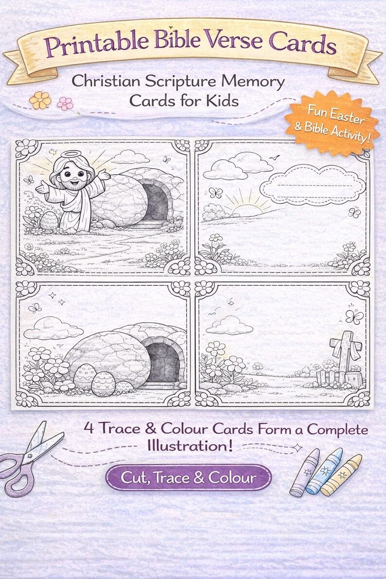 Printable Easter Scripture Memory Cards for Kids (digital Download ...