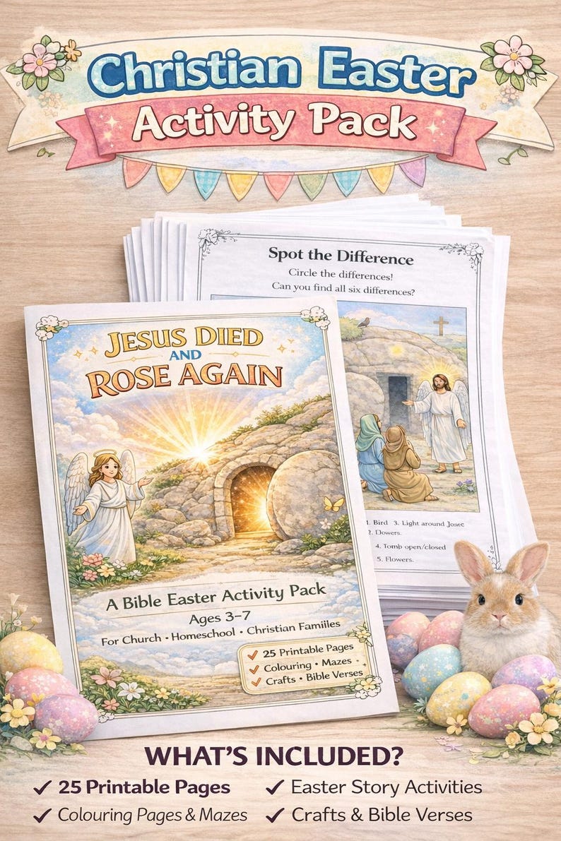 Christian Easter Activity Pack for Kids | Bible Games, Crafts, Coloring ...