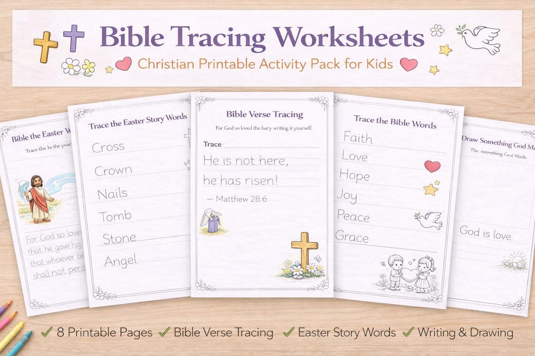 Christian Bible Tracing Worksheets for Kids | Bible Verse Writing ...