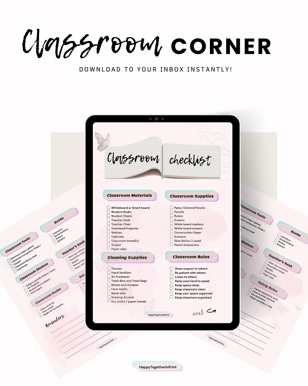 Classroom Checklist Printable PDF: Teacher Supply List (instant ...