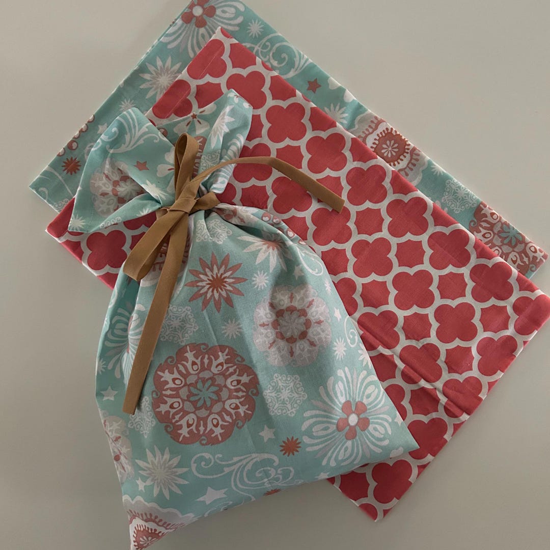 Reusable Gift Bags - Fabric Gift Bags - Set of 3, Reusable Fabric Gift ...