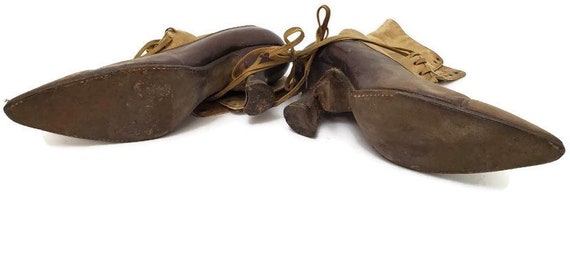 Antique Leather Victorian Lace-Up Boots Edwardian Bro… - Gem