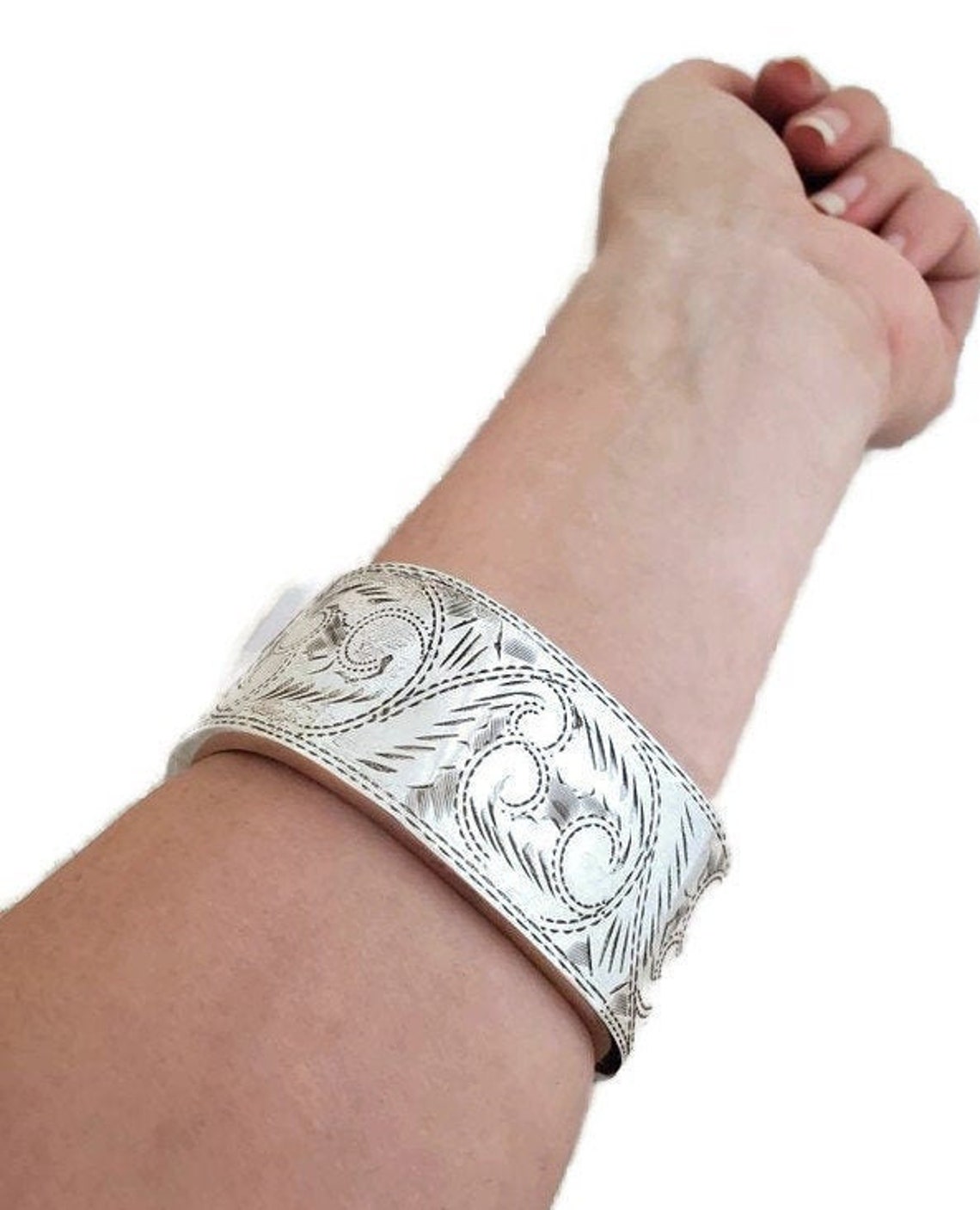 Vintage Ornate Hinged Cuff Bracelet Sterling Silver Wide | Etsy