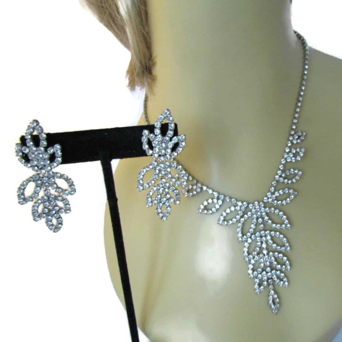 Rhinestone Jewelry Set Vintage Bridal Jewelry Set Large | Etsy