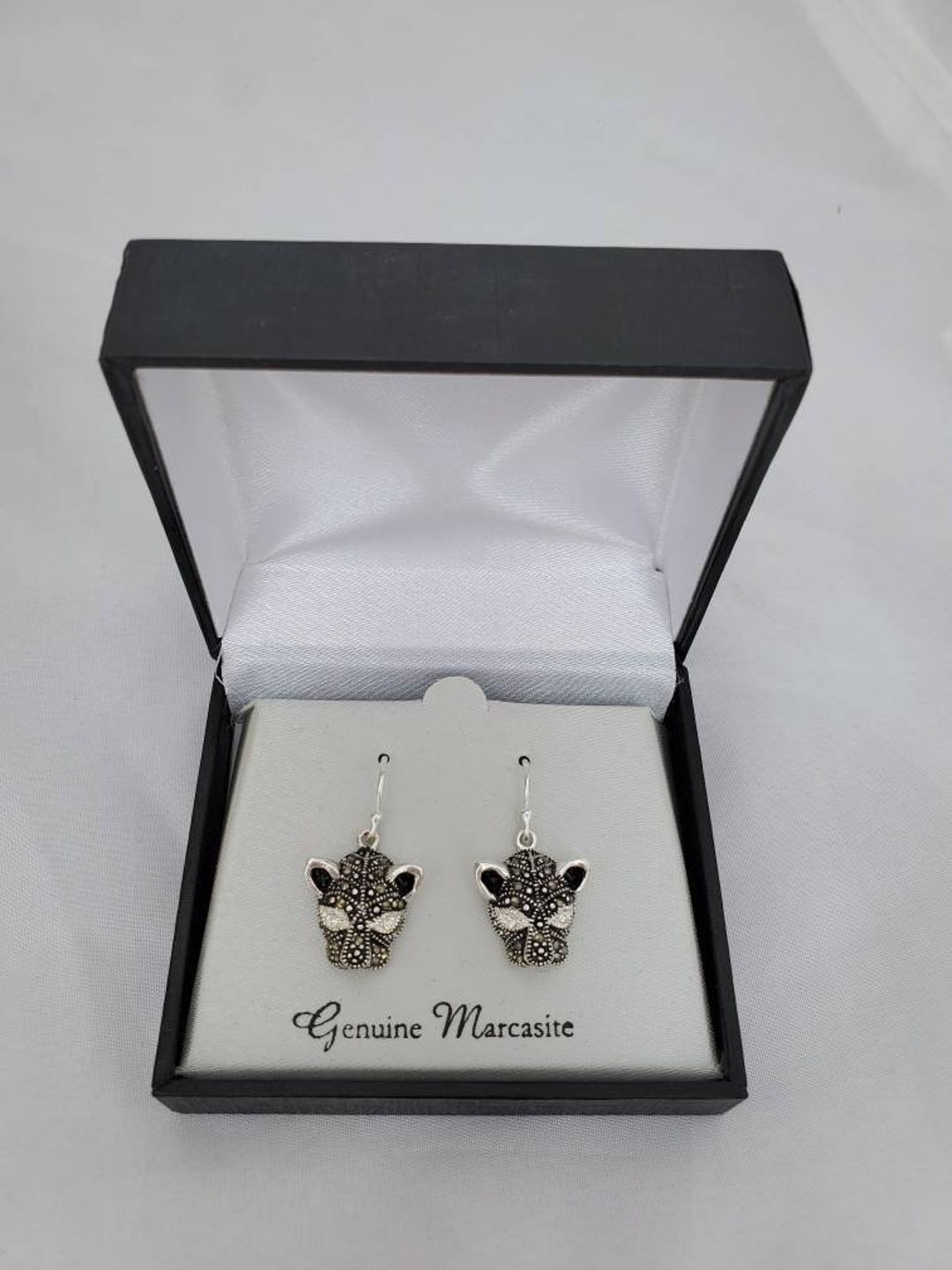 Panther Marcasite Earrings Sterling Silver Dangle Earrings Womens ...