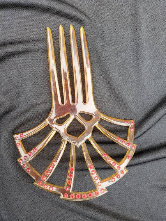 Antique Hair Comb Red Rhinestone 1930s Hair Combs, We… - Gem