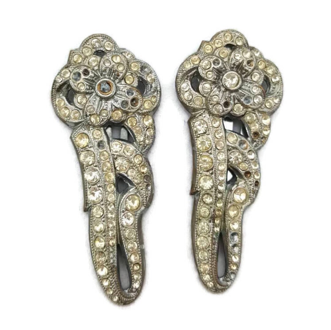 Vintage Dress Clips 1920s Pair of Dress Clips, Marcasite, Floral Clips ...