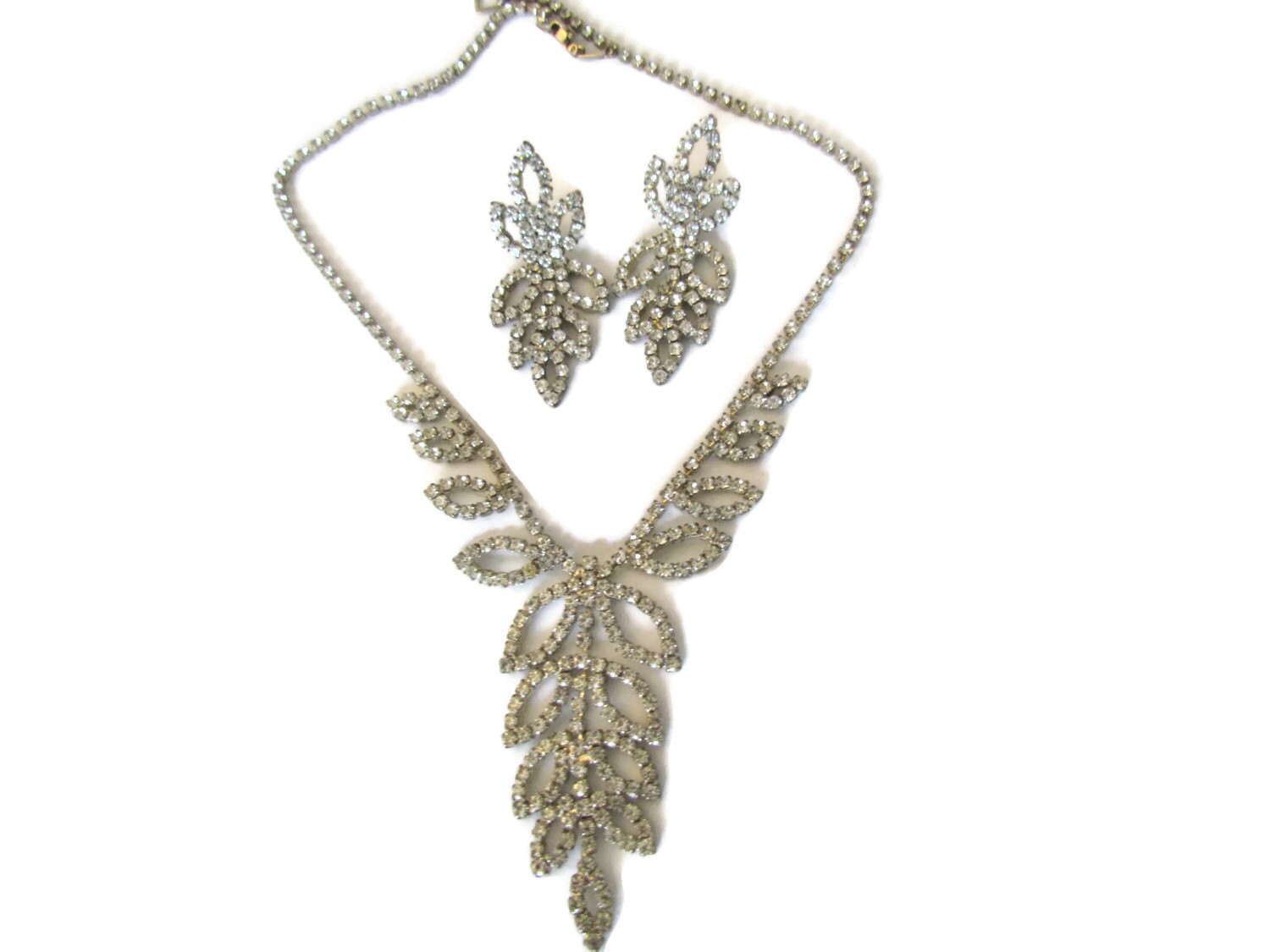 Rhinestone Jewelry Set Vintage Bridal Jewelry Set Large | Etsy