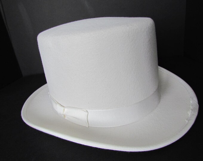 White Vintage Top Hat 100% Wool Mens Steampunk Wedding Hat - Etsy