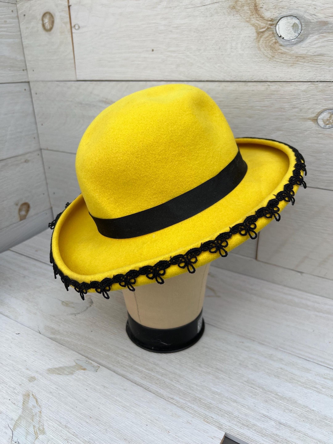 Wool Hat - Yellow Wool Doeskin Felt Hat Wide Brim Hat Panama Hats for ...