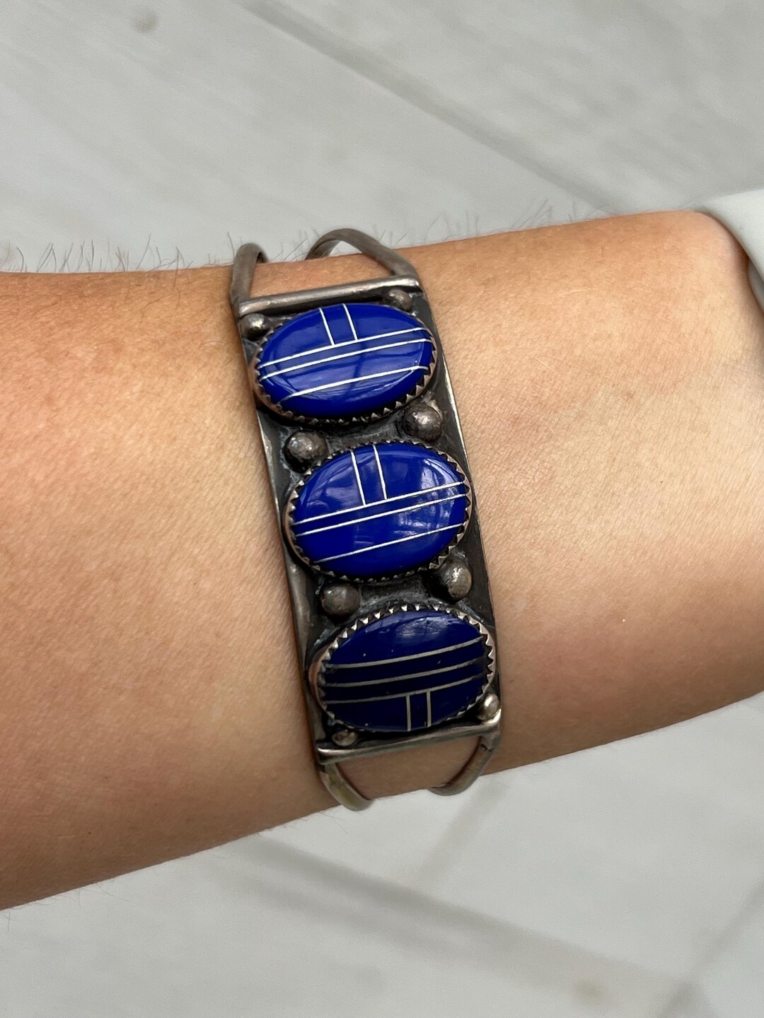 John Mike Begay Navajo Vintage Handmade Blue Lapis Sterling Silver ...