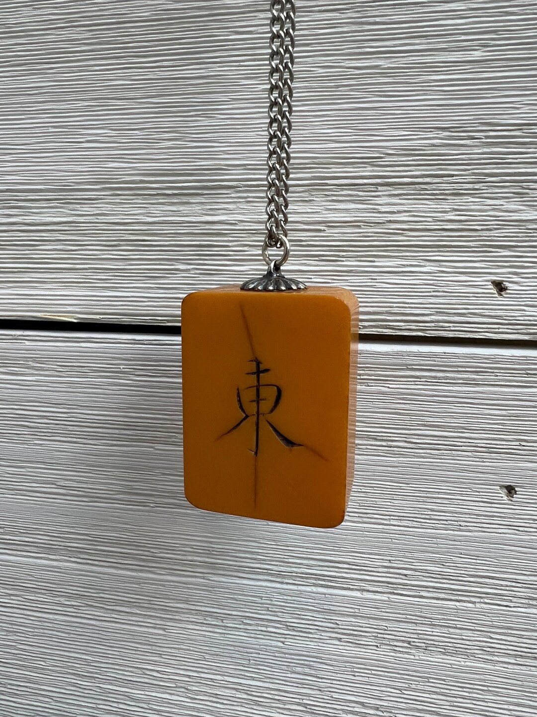 Bakelite Pendant Necklace Asian Block Pendant Necklace, Chunky Vintage ...