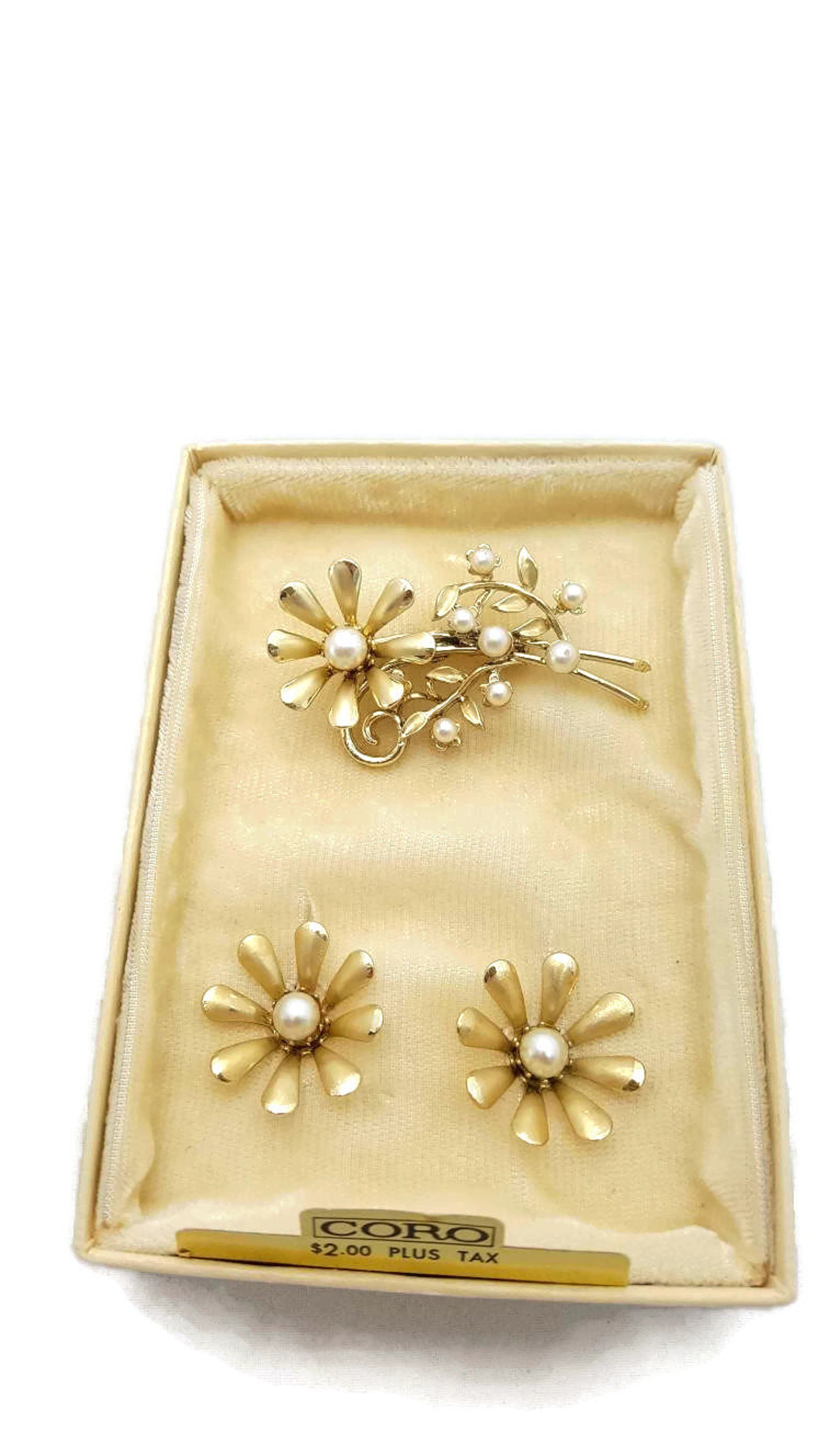 Coro Jewelry Set Coro Jewelry Pearl Earrings Pearl Jewelry - Etsy