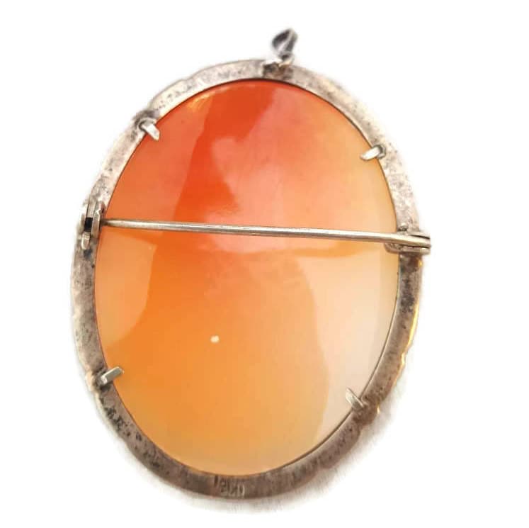 Vintage 800 Silver Shell Cameo Brooch and Pendant For Cameo | Etsy