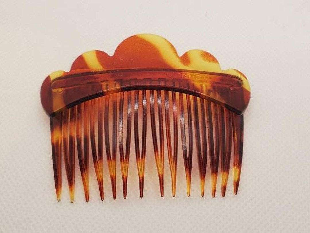 Vintage Hair Comb Wave Hair Comb Celluloid Brown 80s Hair Comb Vintage ...
