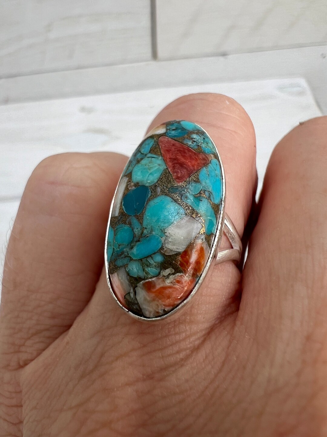 Statement Ring Vintage Spiny Oyster Ring, Turquoise Oyster Copper ...