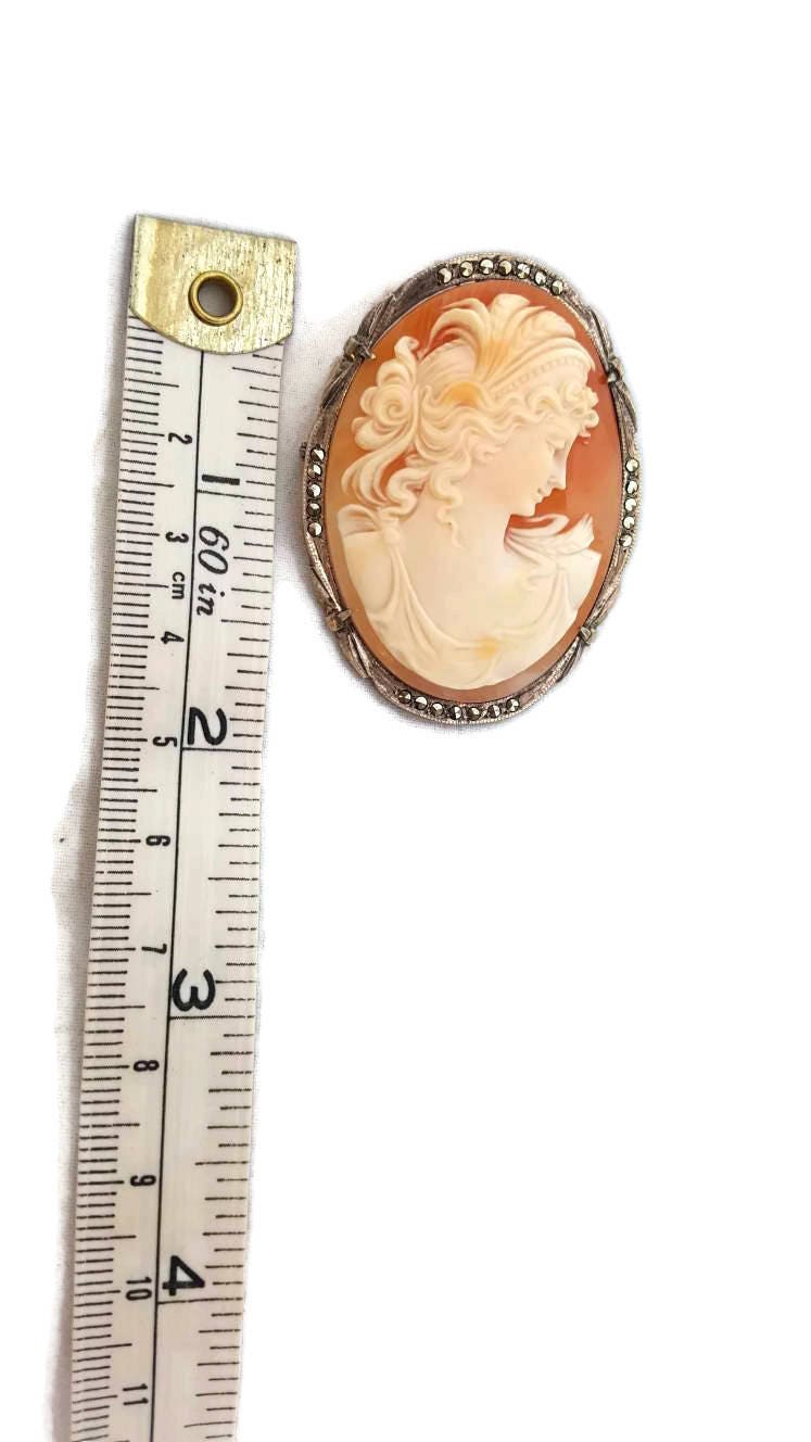 Vintage 800 Silver Shell Cameo Brooch and Pendant For Cameo | Etsy