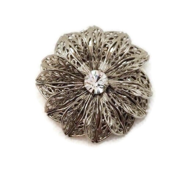 1960's Silver Filigree Scarf Clip w/Ball Center, West… - Gem