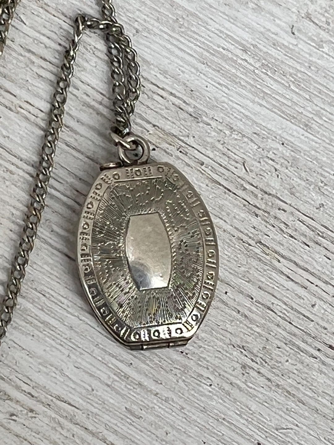 Antique Shield Locket Necklace, Signed HFB Sterling, Silver Picture ...