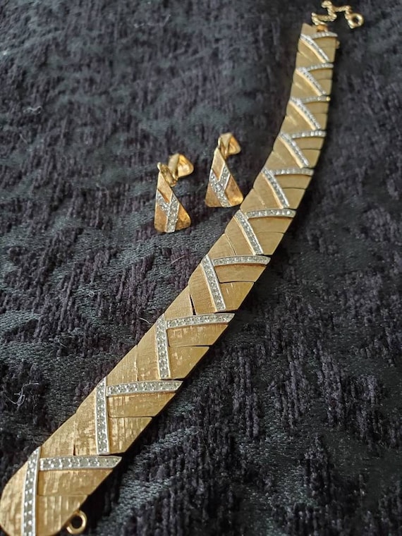 Panetta Jewelry Signed Gold Faux Diamond Bracelet and… - Gem