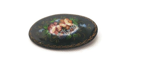 Russian Lacquered Brooch Signed By Artist, Hand Paint… - Gem